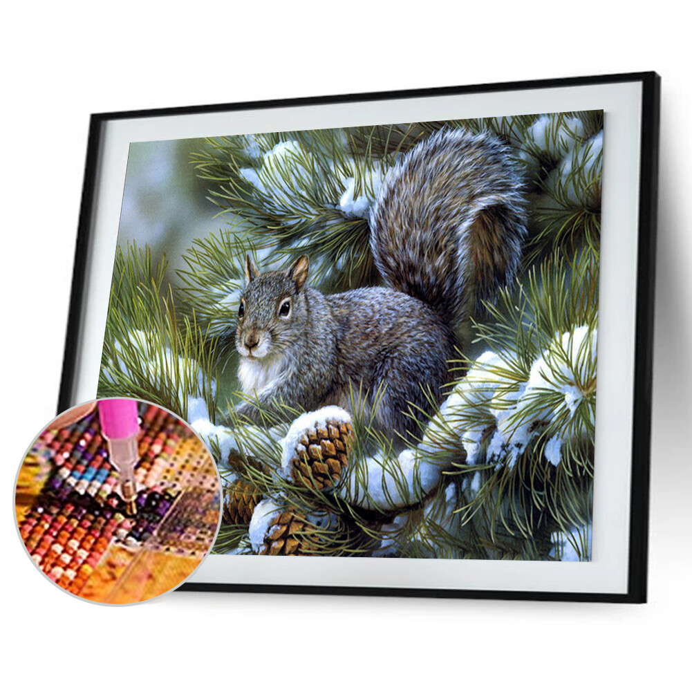 Handmade DIY Full Round Drill Diamond Painting 5D Cute Squirrel Poster ...
