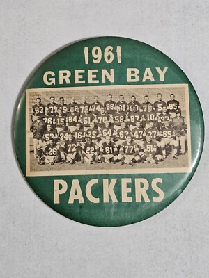 Green Bay Packers Large Asco 6 Inch Pin 1961 Championship Team Picture ...