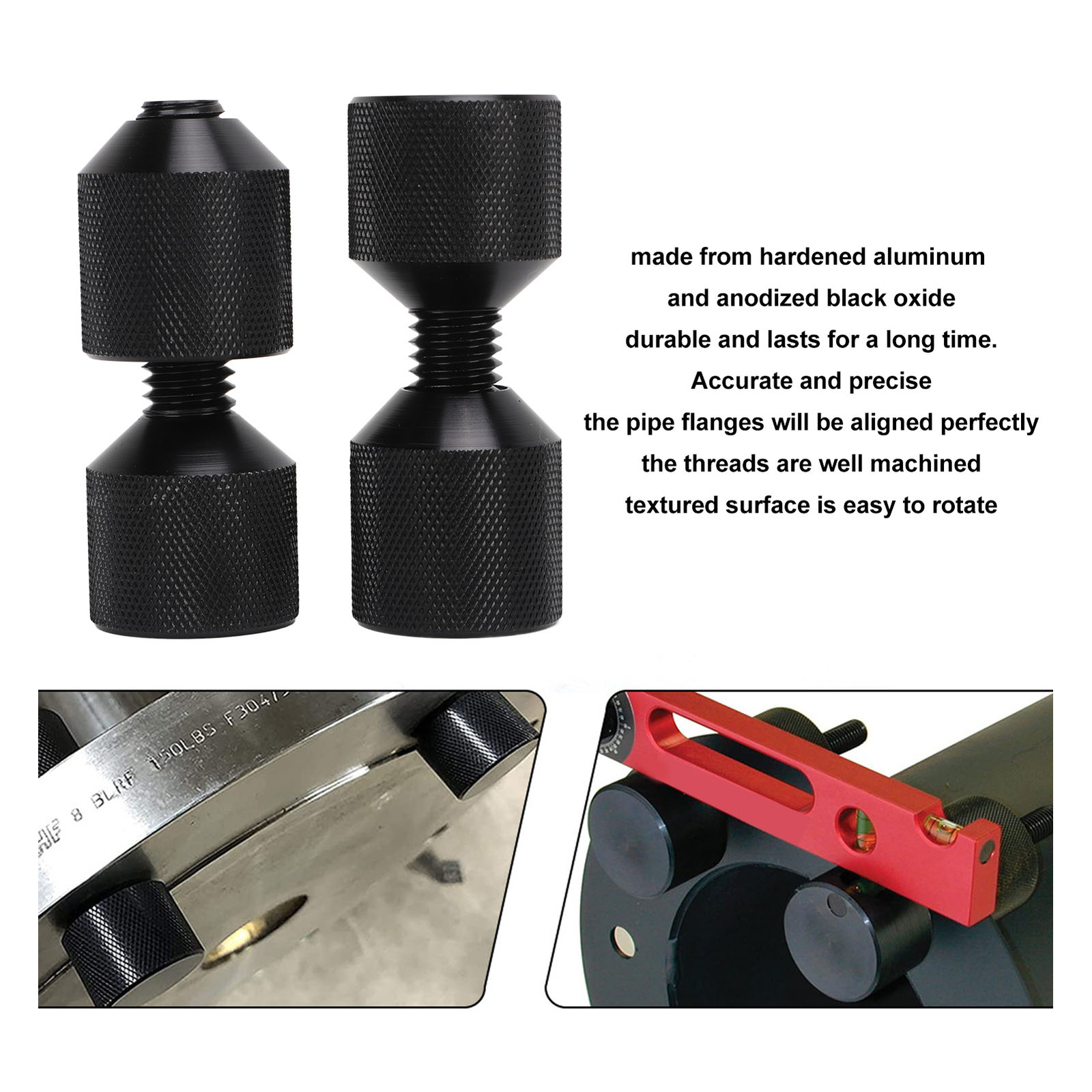 2Pcs 1‑1/8in Two Hole Pins Set Aluminium Threaded 2 Hole Flange ...