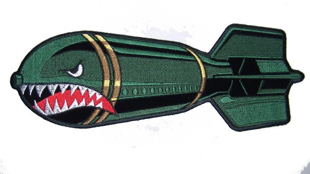 JUMBO EMBROIDERED MILITARY MISSILE SHARK FACE PATCH JBP083 10 INCH sew ...