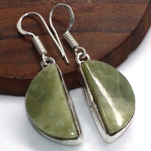 925 Silver Plated Classy Larsonite Earrings Handmade Jewelry Size 1.5 ...
