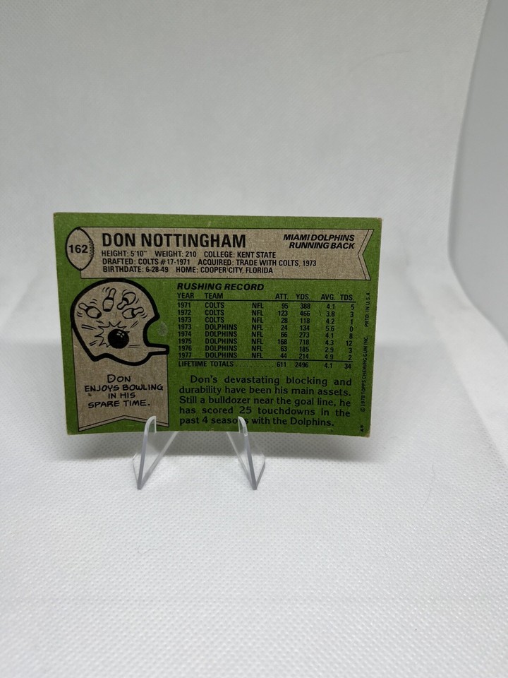 1978 Topps #162 Don Nottingham, Miami Dolphins. | eBay