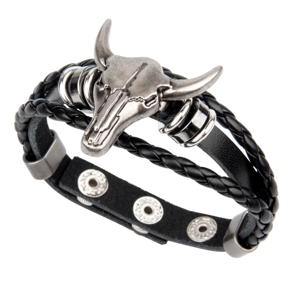 Anime Pirate Leather Bracelets Punk Braided Bracelets for Men Jewelry ...