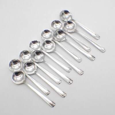 John and Priscilla 12 Individual Salt Spoons Set Sterling Silver ...