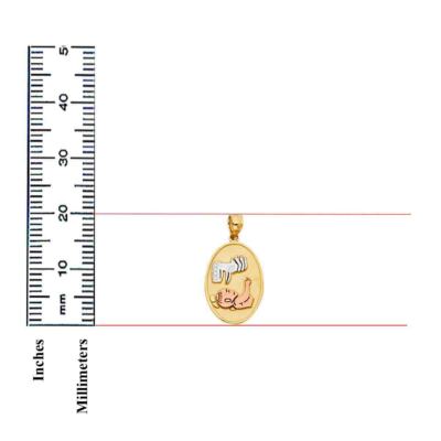 1.5mm Chain TGDJ 14k Tri-color Gold Baptism Religious Pendant With 1 ...