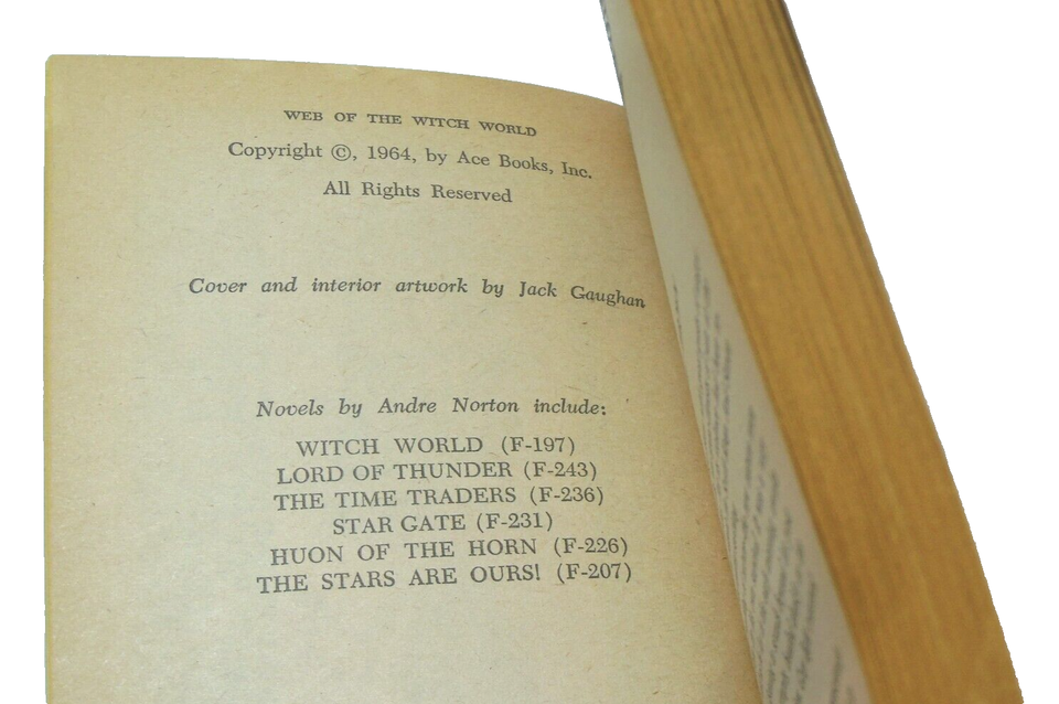 Andre Norton Web of The Witch World Counter Magic with Mind 1964 FIRST ...