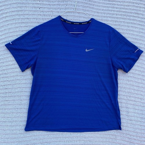 Nike Running Shirt Adult Large Blue Tee Mens L Dri Fit Miler Tee ...