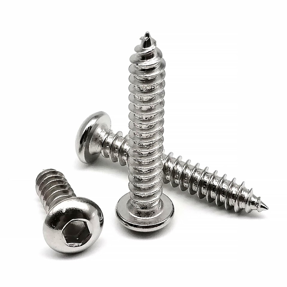 M2-M6 Stainless Steel Allen Hex Socket Button Round Head Self Tapping ...