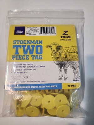 Z-TAGS Yellow STOCKMAN TWO PIECE TAG Small Animal 25pcs Livestock ID ...