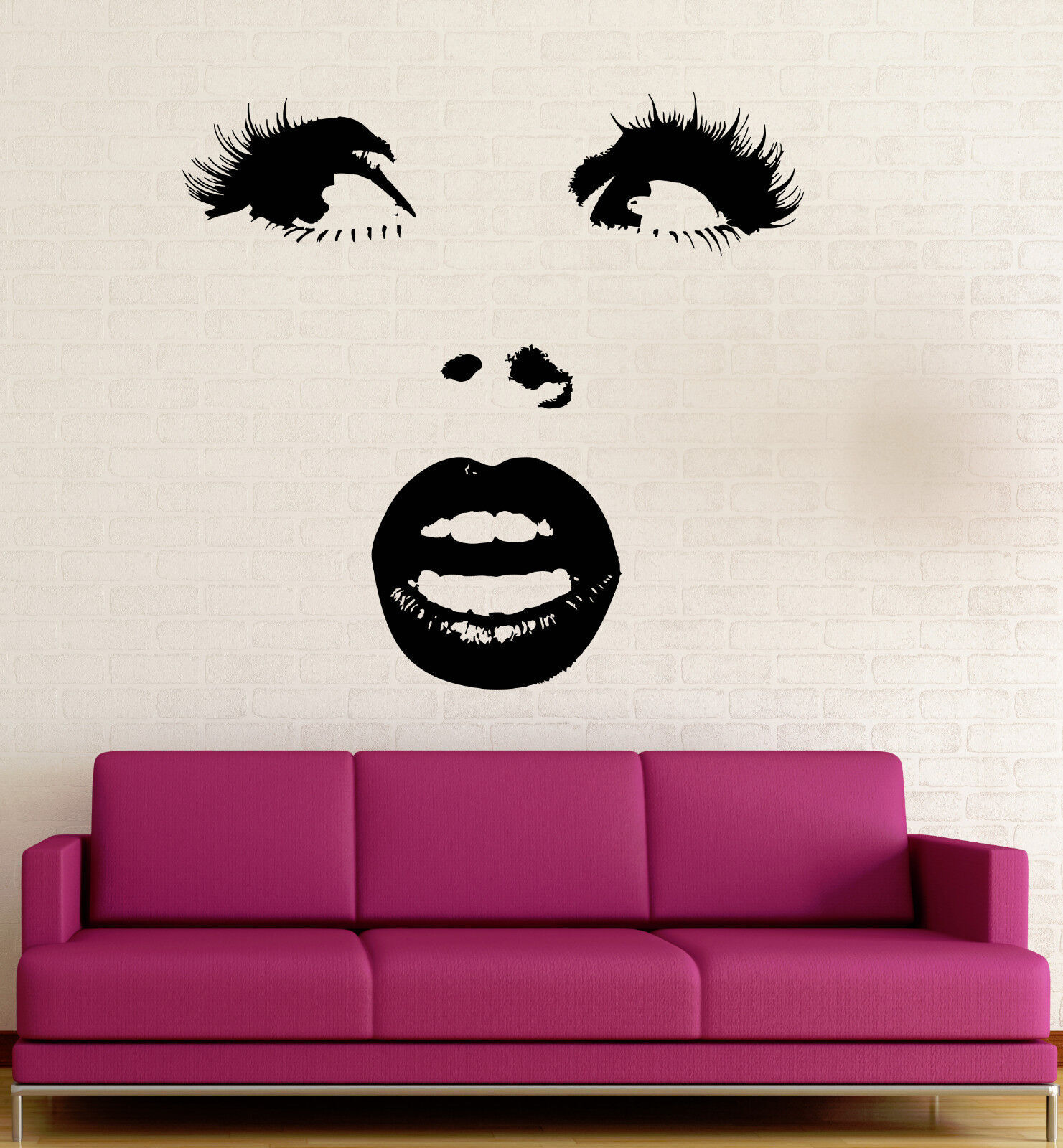 Wall Sticker Vinyl Decal Beautiful Woman Face Surprised Eye Lips Makeup ...