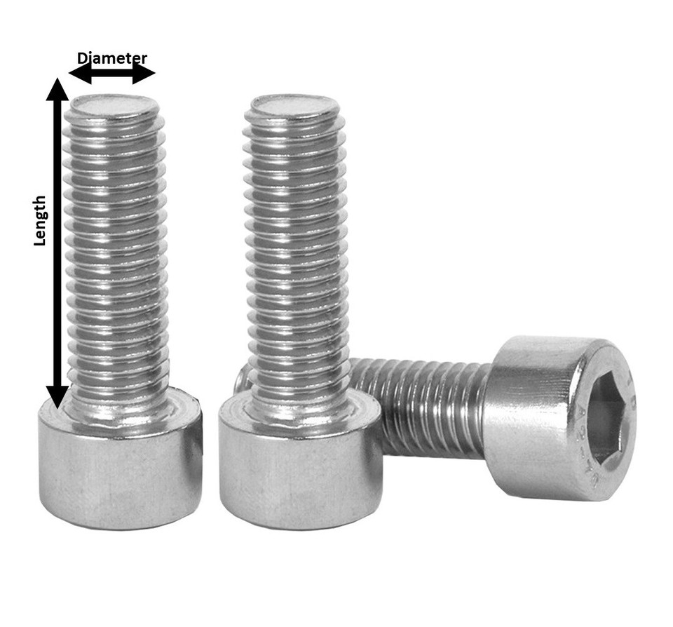 Stainless Steel DIN 912 M4 (4mm) Cap Screws Allen Key Hex Socket Bolts ...