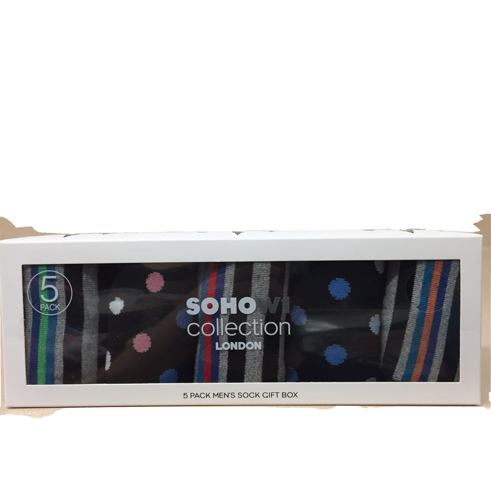 Soho W1 Collection Men's 5 Pack Sock Gift Box, Multicolored, USA 8-12 ...