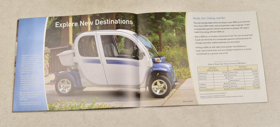 2008 GEM GLOBAL ELECTRIC MOTORCARS ( CHRYSLER COMPANY ) SALES BROCHURE ...