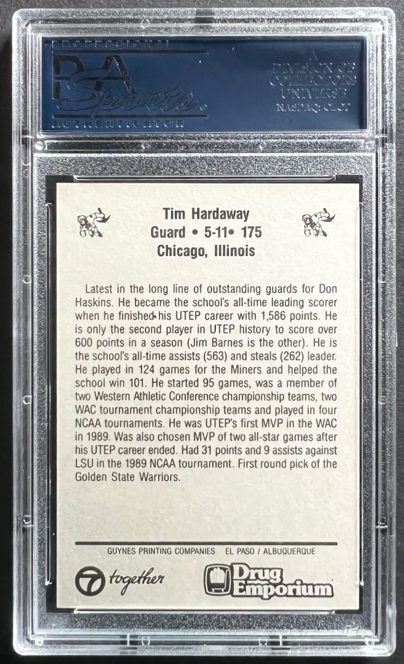 1989-90 UTEP Tim Hardaway PSA 9 Pre-Rookie RC Miners Golden State ...