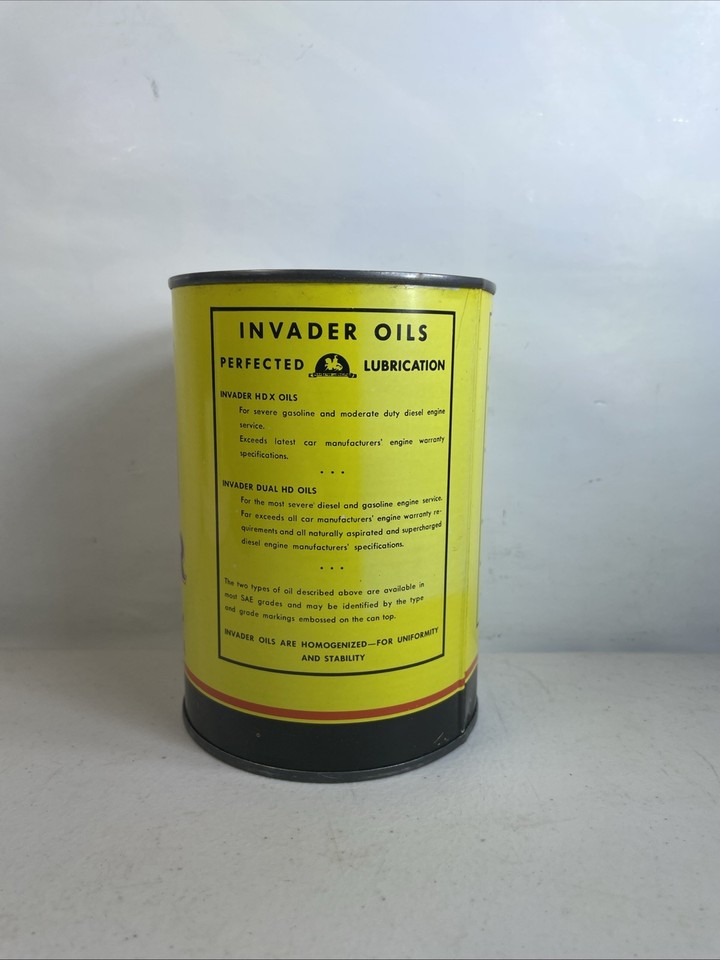 Invader Motor Oil Can Unopened 1QT Chas F Kellom & Co Dual HD 30 16G78 ...
