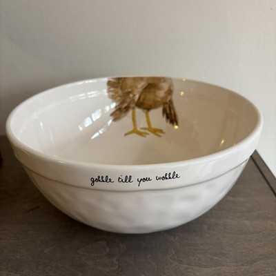 Rae Dunn THANKSGIVING TURKEY Gobble Till You Wobble Serving Bowl 10" | eBay