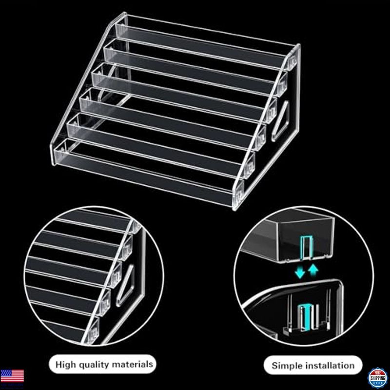 6 Tier 12" Trading Card Display Rack, Clear Vertical Tabletop Sticker ...