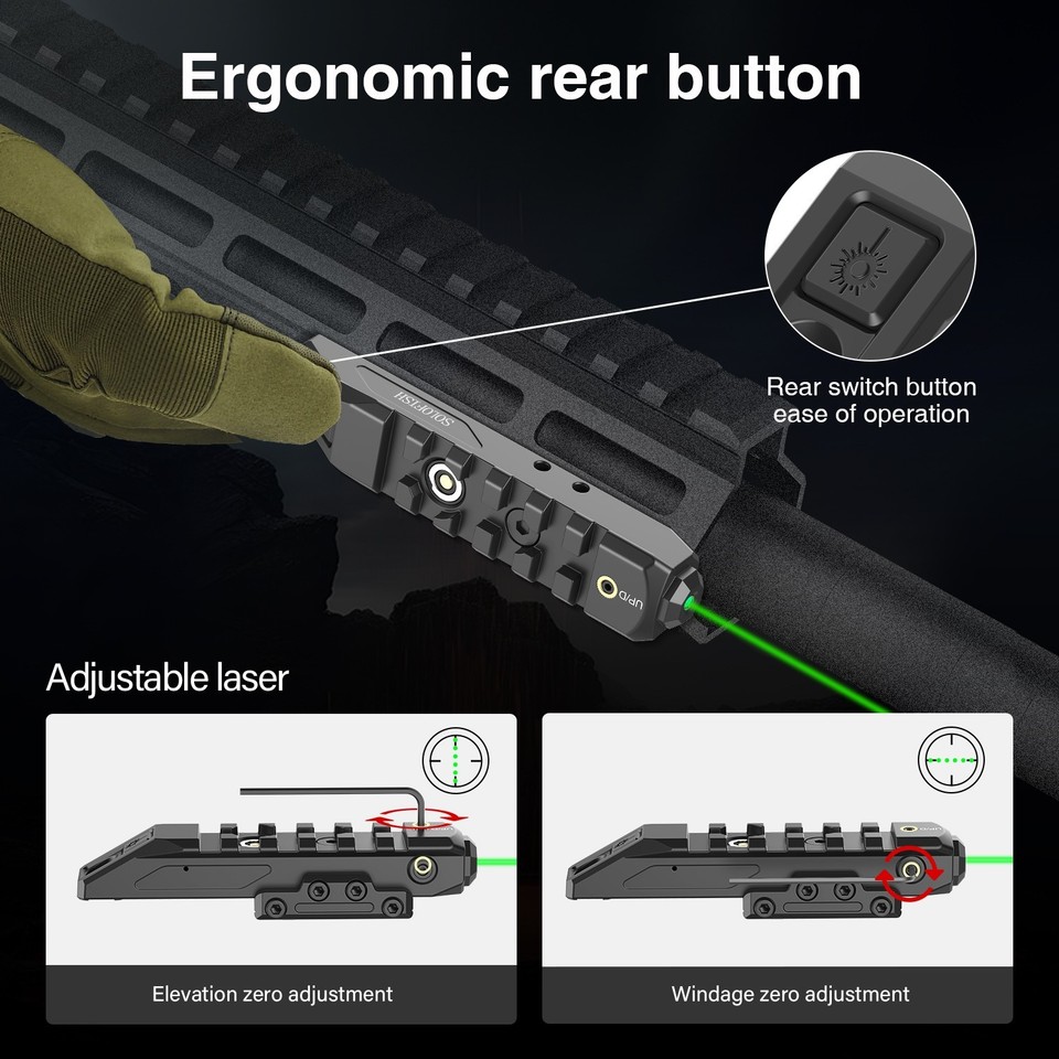 SOLOFISH M-Lok Mounted Green Laser Sight w/ Picatinny Rail Magnetic ...