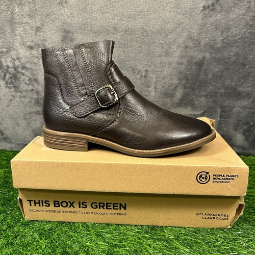 Clarks Cazmin Loop Boot Womens 6.5 W Brown Leather Ankle Buckle Casual ...