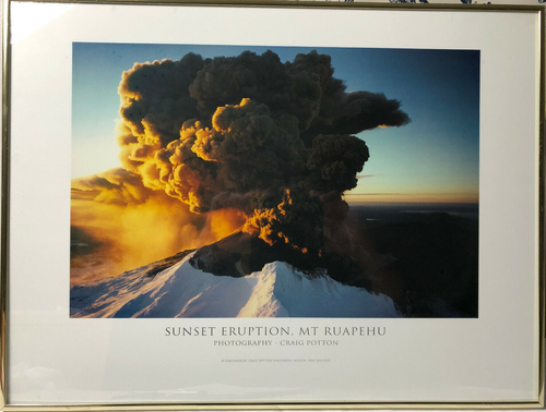 Craig Potton framed photograph - Sunset Eruption - Mt Ruapehu - New ...