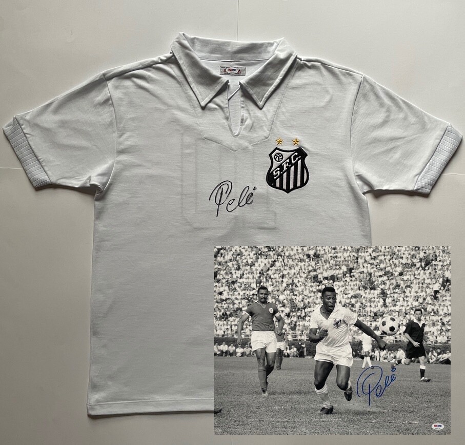 White Long Sleeve Soccer Jersey Pele Pelé Brazil And Santos Retro