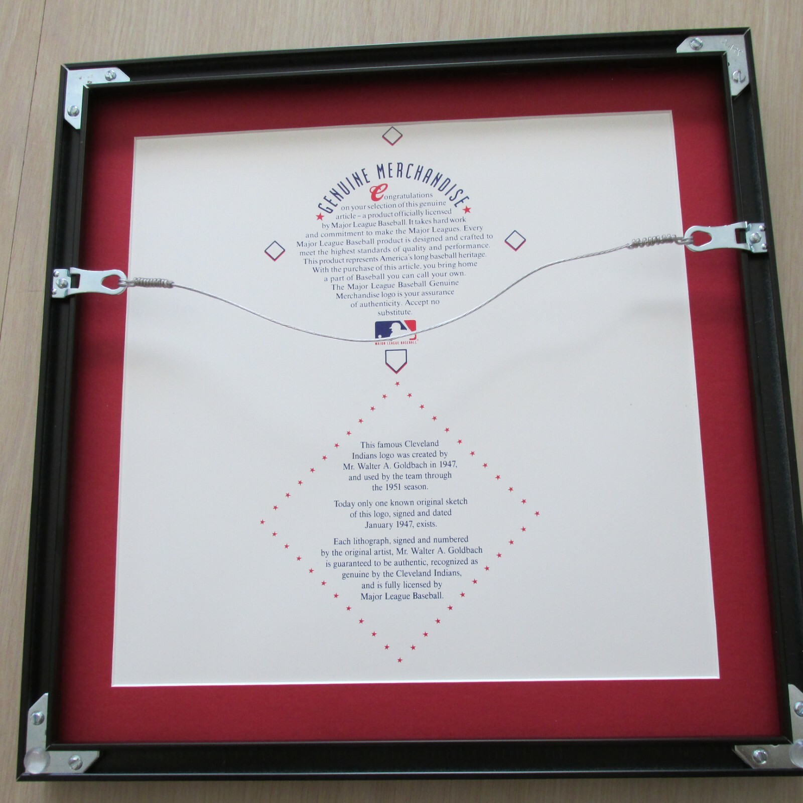 "CHIEF WAHOO" WALTER GOLDBACH Signed-Framed INDIANS LITHOGRAPH #91/1948 ...