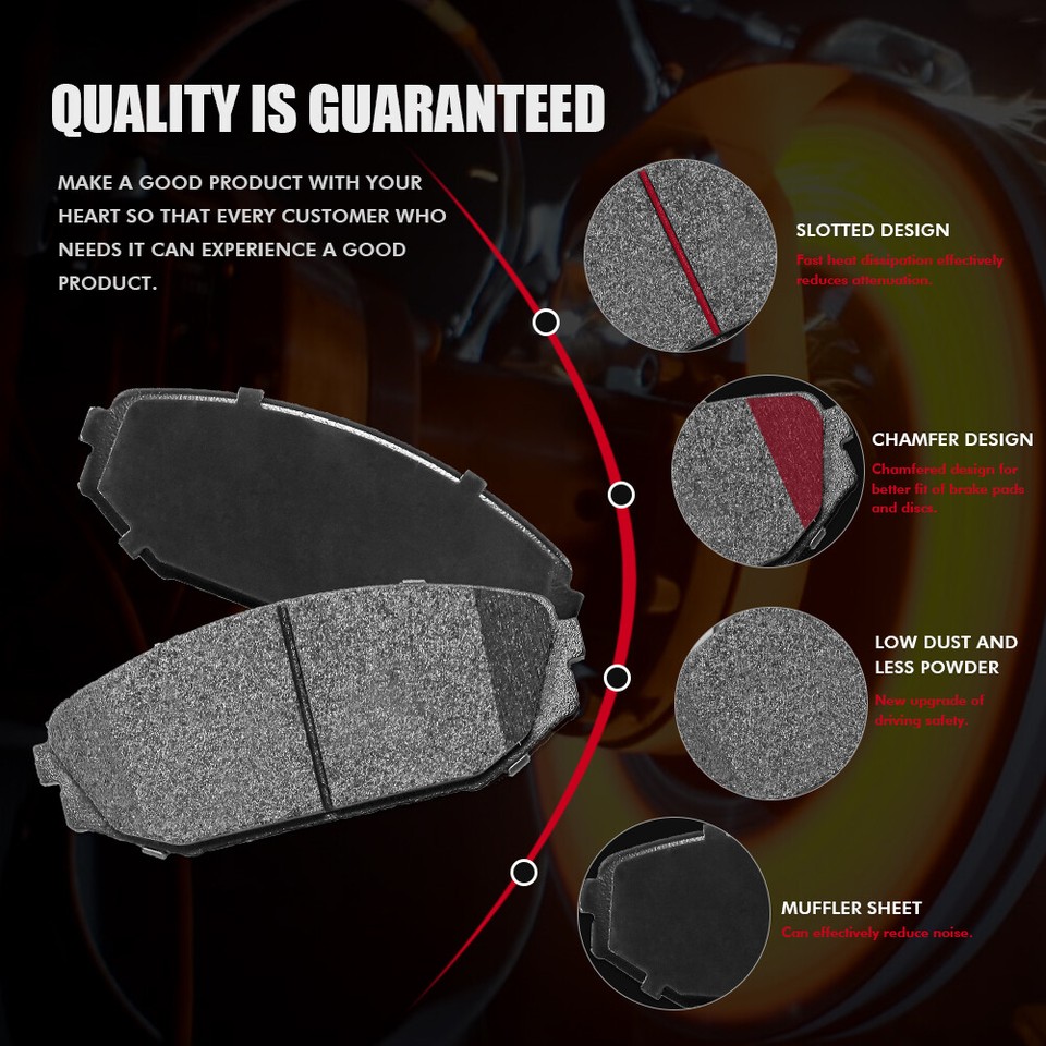 Front And Rear Ceramic Brake Pads with Hardware for 2011-2015 Sonata ...