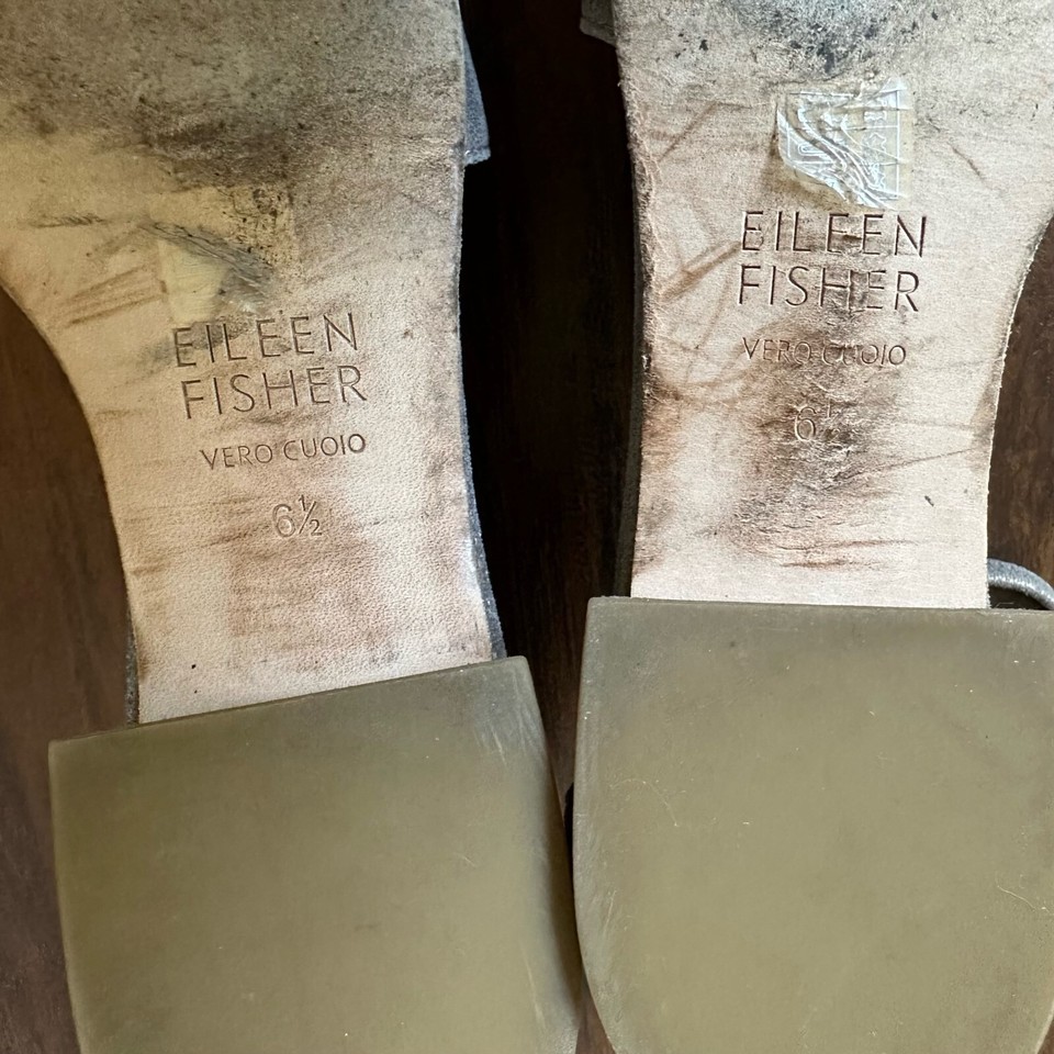 EILEEN FISHER Hutton Heeled Sandals Womens Sz 6.5 Metallic Gold Ankle ...