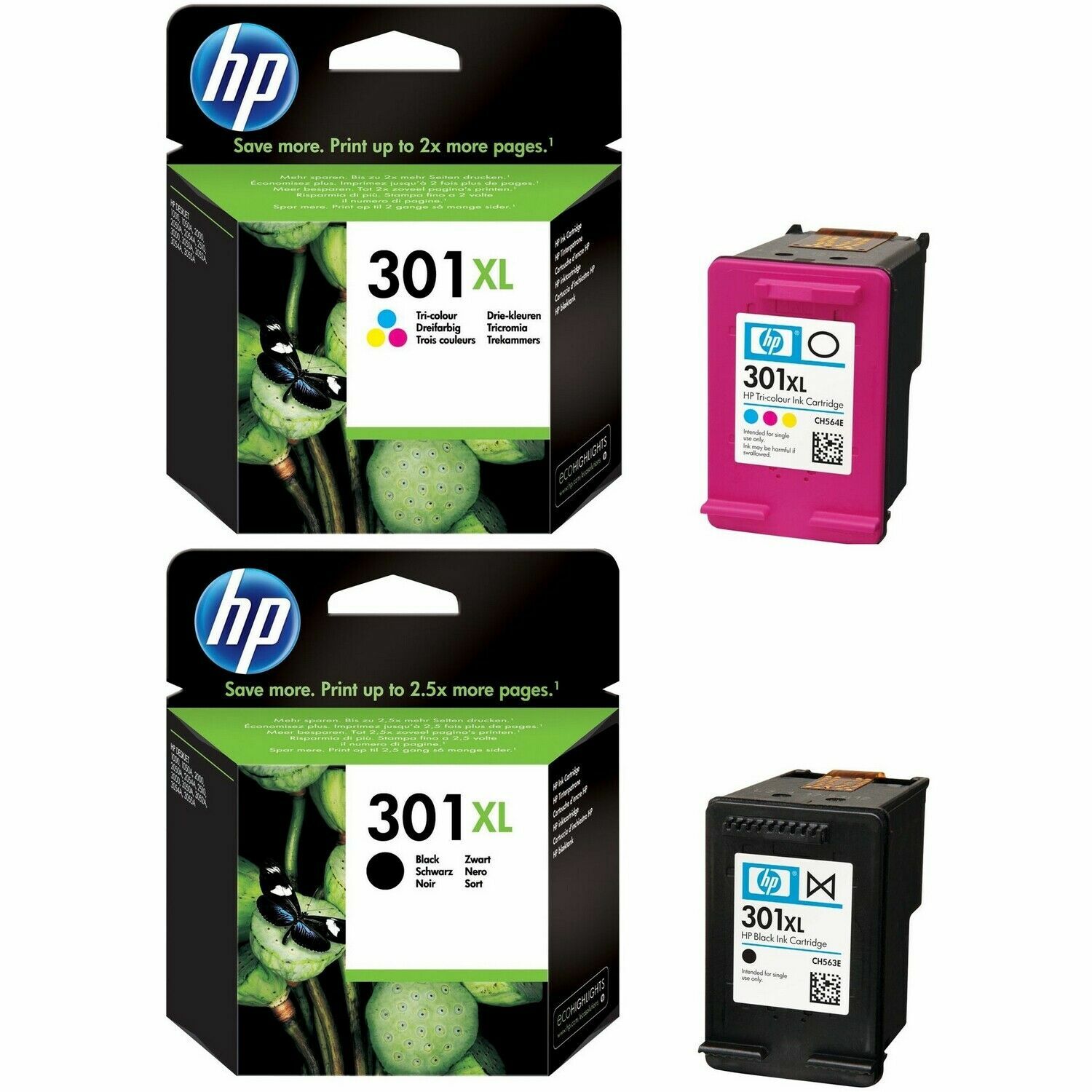 Genuine HP 301 / 301XL Black & Colour Ink Cartridge For DeskJet 1010 ...