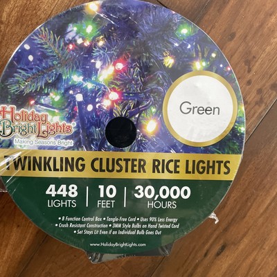 Holiday Bright Lights LED-3MCR448-GGR LED Twinkling Cluster Rice Light ...