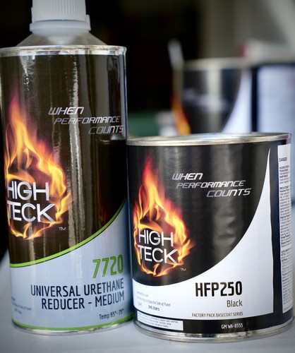 HIGH TECK HFP 250 GM 8555 EBONY BLACK BASECOAT AUTO PAINT QUART SIZE ...