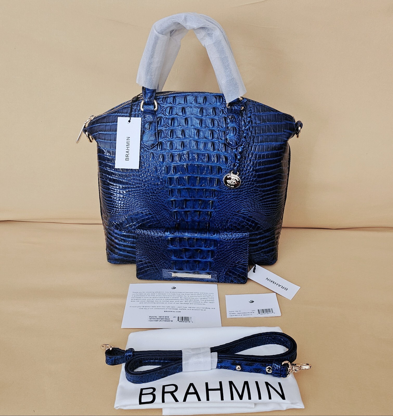 Brahmin Large Duxbury Sapphire Blue Melbourne Leather Satchel MINT for ...