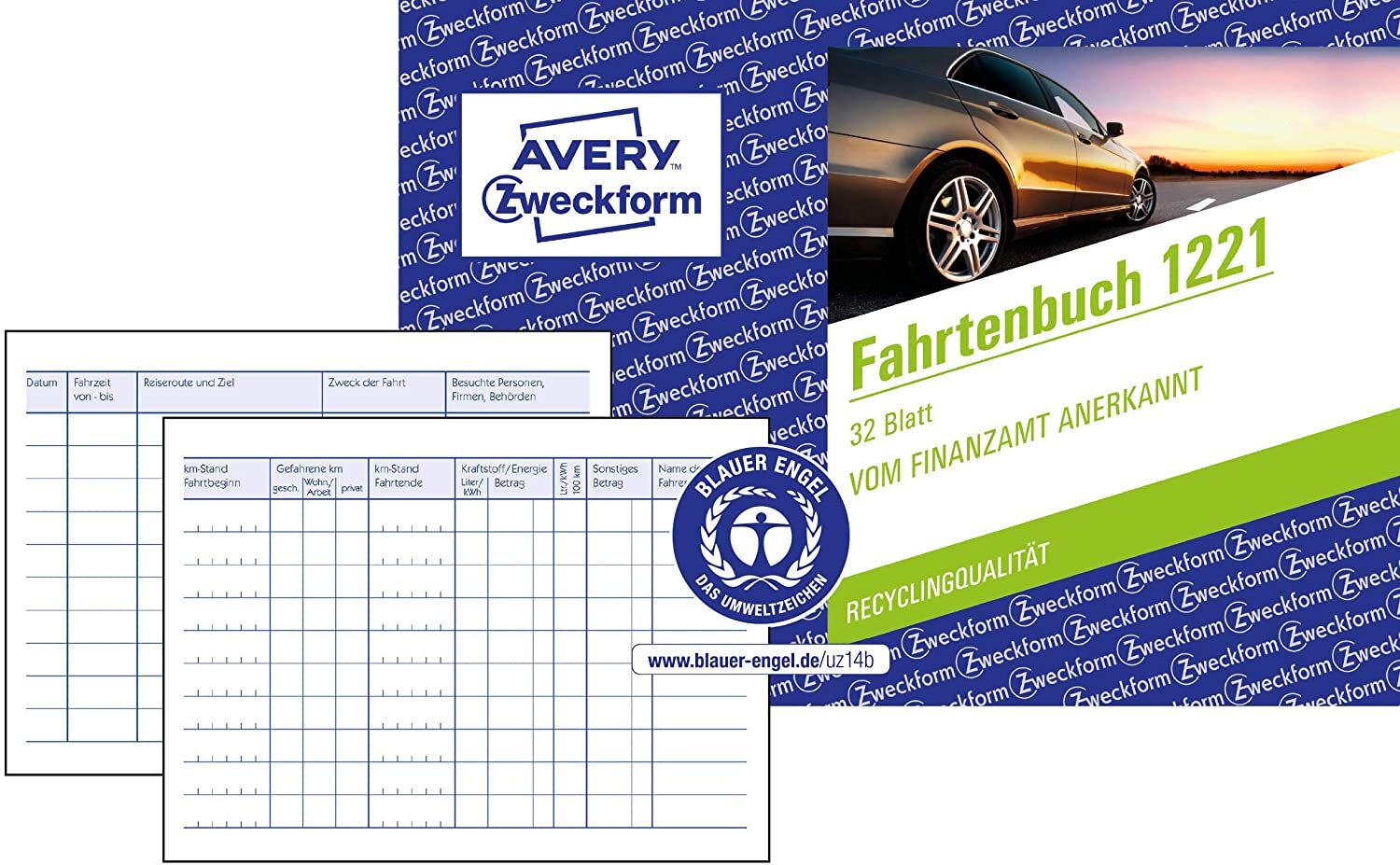 AVERY Zweckform Formularbuch "Fahrtenbuch" A6 quer für PKW 32 Blattt ...