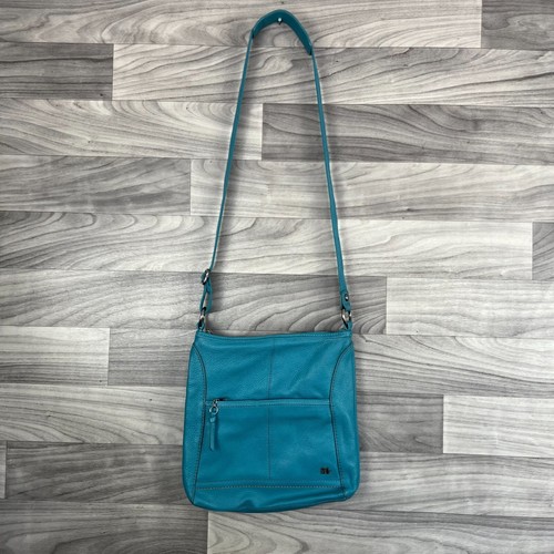 the Sak Crossbody Bag Womens Blue Leather Adjustable Strap Pockets Zip ...