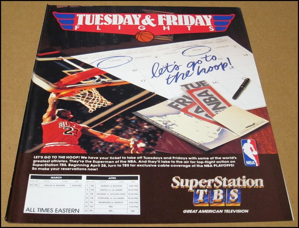 1988 Michael Jordan NBA on TBS SuperStation Print Ad Advertisement ...