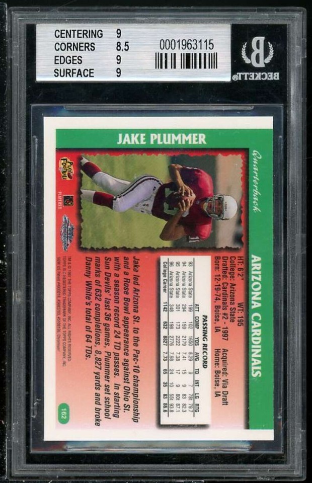 Jake Plummer Rookie Card 1997 Topps Chrome #162 BGS 9 (Read Description ...