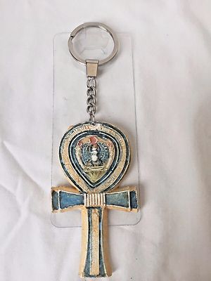 Egyptian Resin Handmade Ankh Scarab Yellow Green Keychain 6" New!!! | eBay