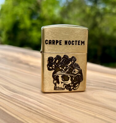 Carpe Noctem Custom Engraved Zippo | Solid Brass Armor Case | Made in ...