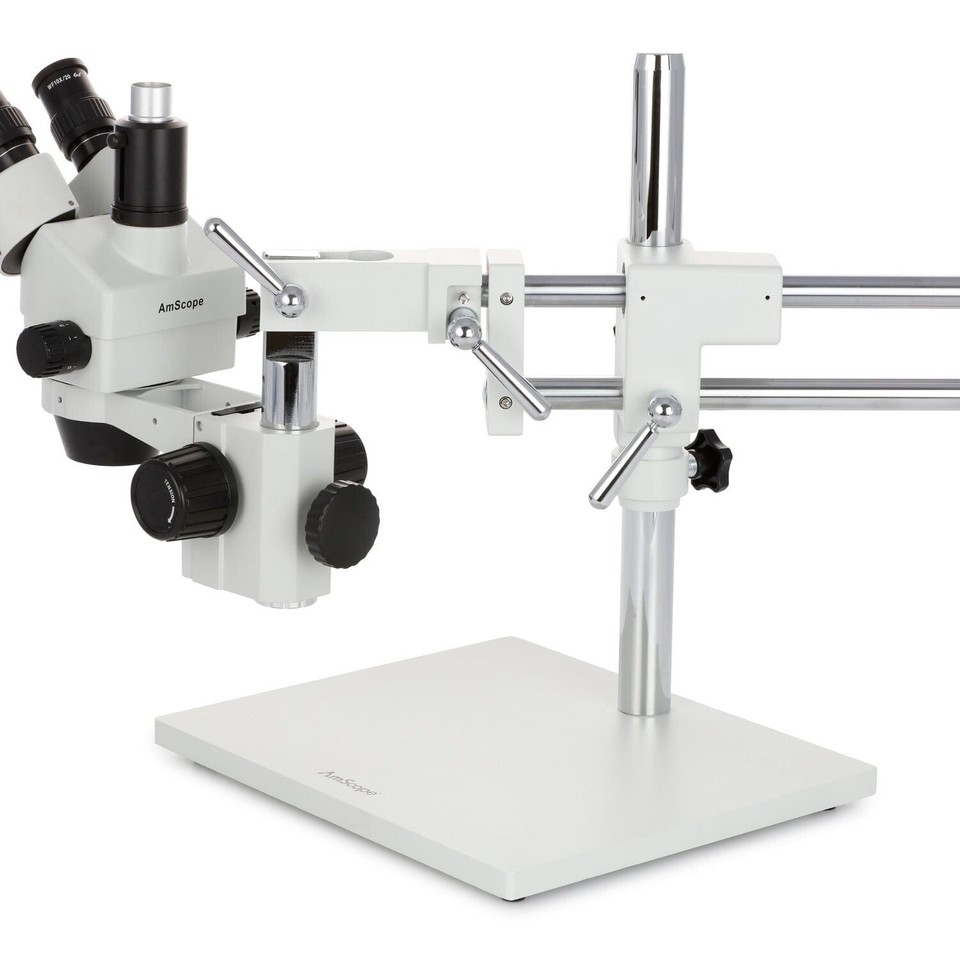 AmScope 3.5X-90X Trinocular Stereo Boom Zoom Microscope + Fluorescent ...