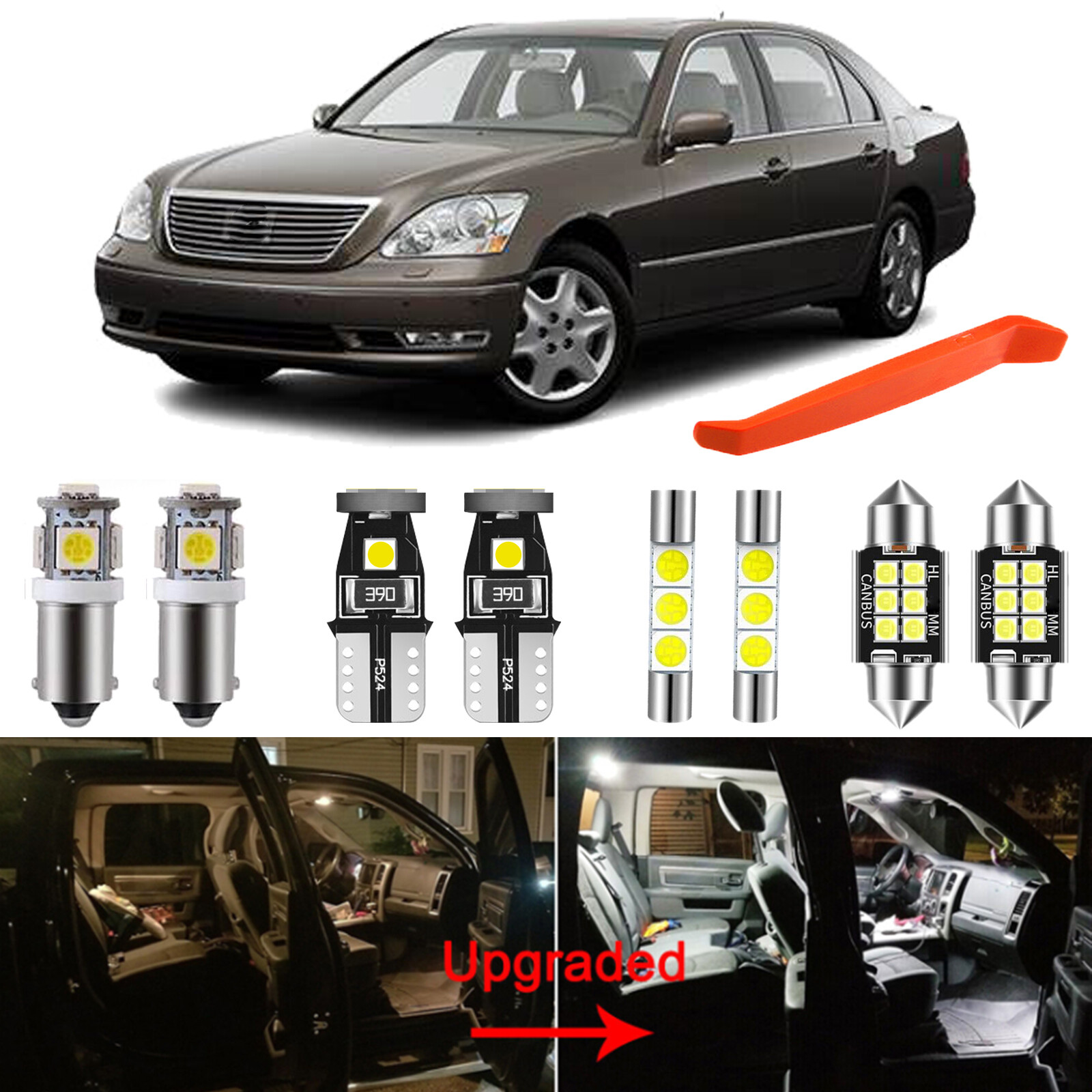21x Bright White Interior LED Light Bulbs Package Kit For Lexus LS430 ...