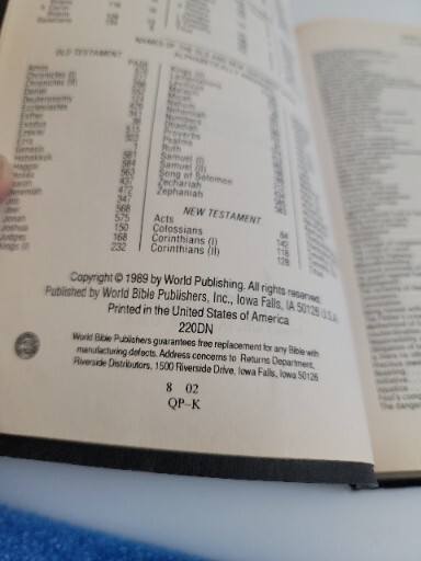 Holy Bible King James KJV Dictionary Study Helps 1989 World Publishers ...