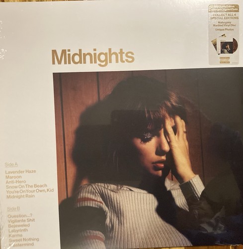 Taylor Swift Midnights Mahogany Marble Vinyl Disc With Hand Signed ...