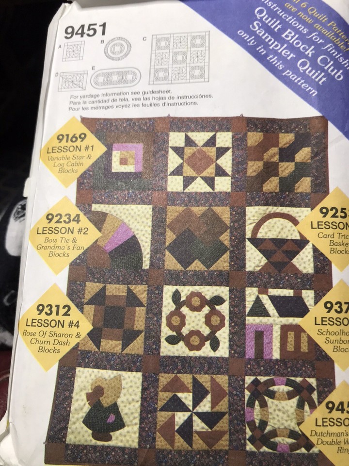 Simplicity Pattern 9451 QUILT Block Club #6 Double Wedding Ring ...