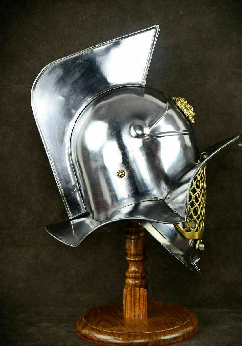 Medieval Gladiator Helmet 18GA SCA LARP Brass Reenactment Armor Helmet ...