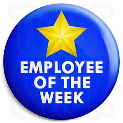 Employee of the Week - 25mm Work Award Button Badge with Fridge Magnet ...