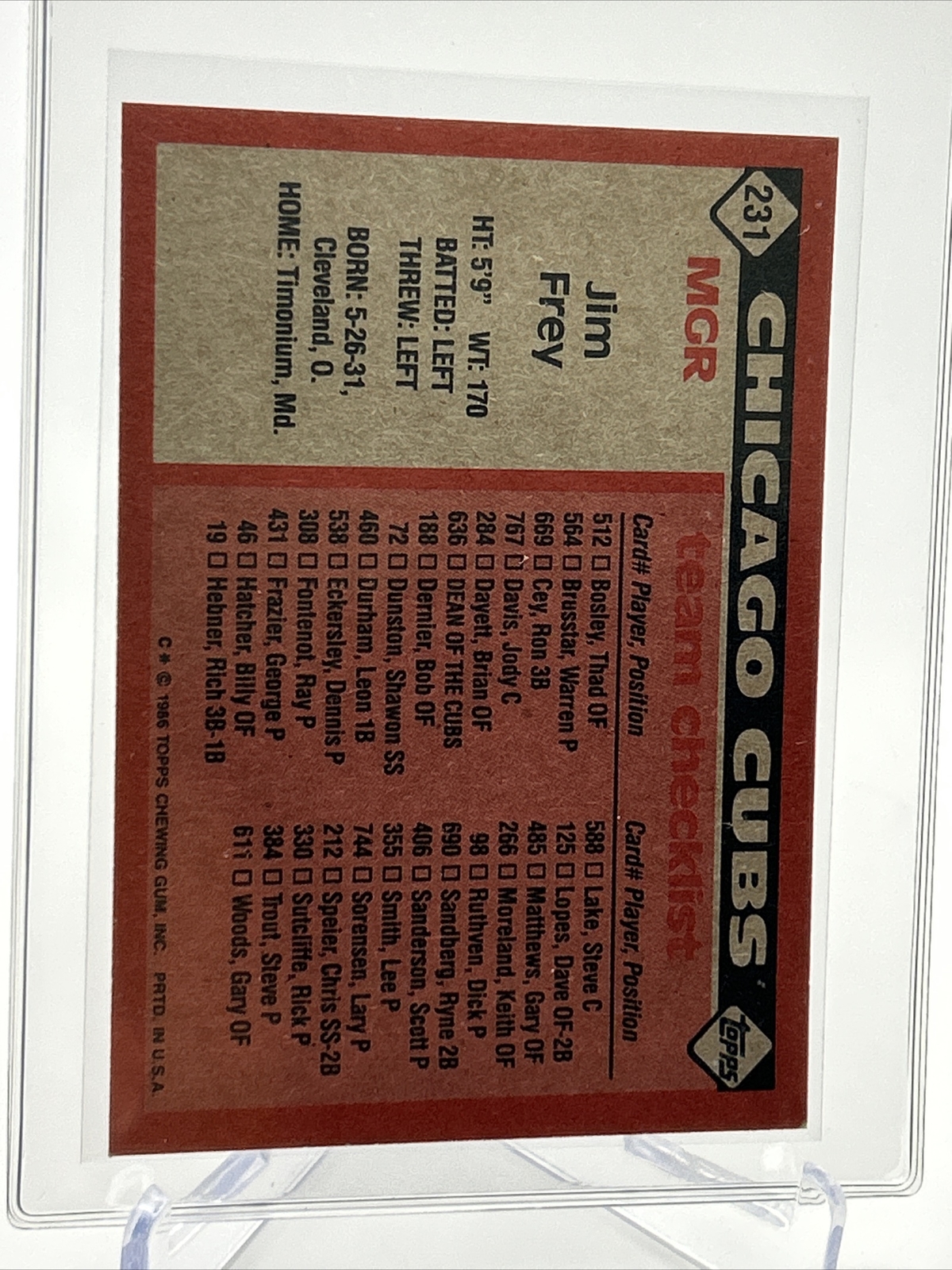 1986 Topps - #231 Jim Frey for sale online | eBay