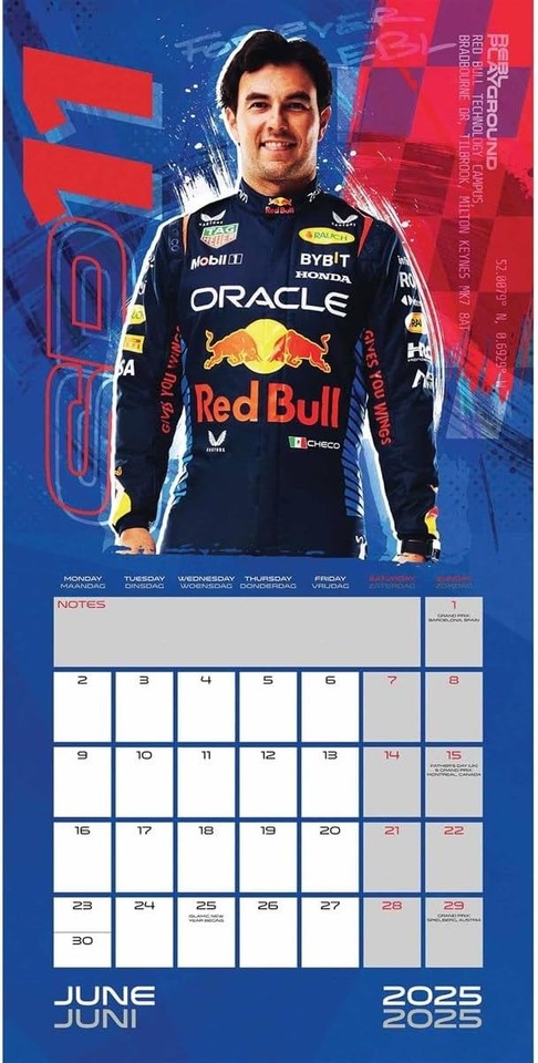 Danilo Promotio 2025 Calendar Formula One Red Bull Racing (Kalender ...