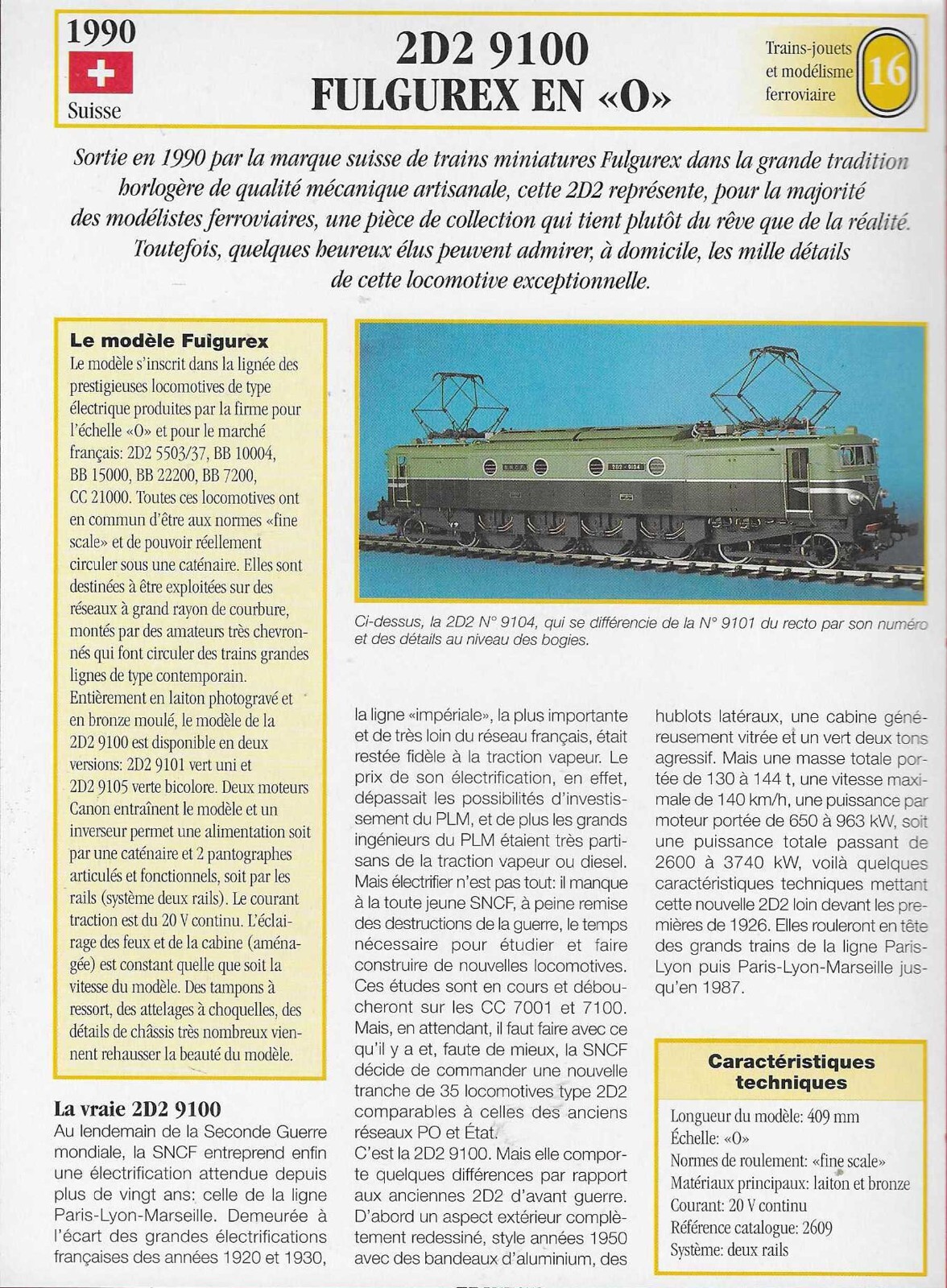 Fiche Train Modèle Réduit - Locomotive 2D2 9100 FULGUREX en "O ...