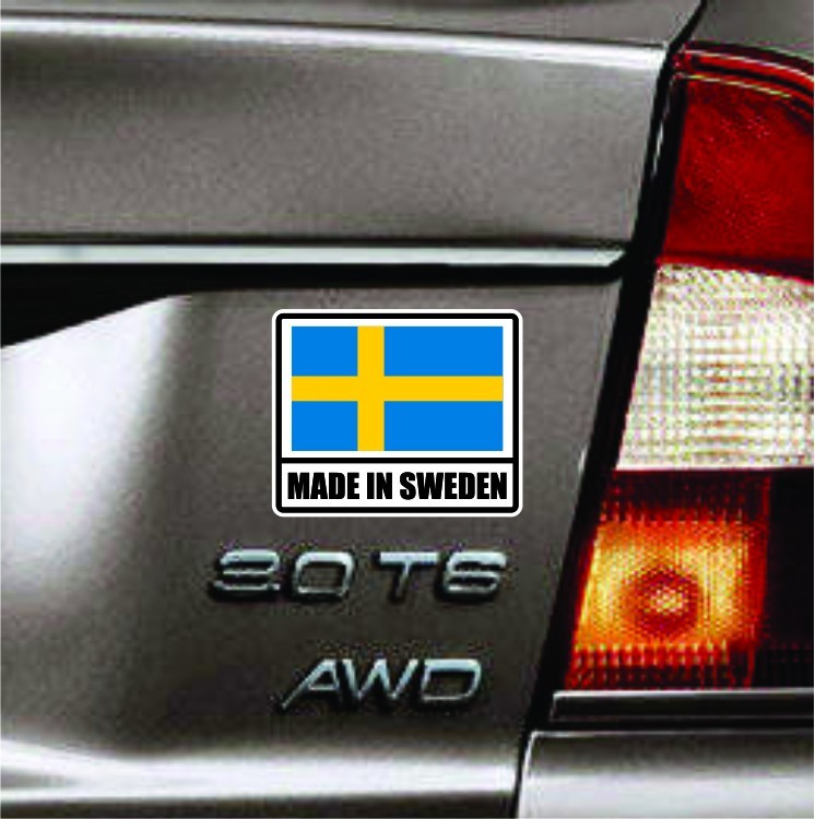 Made In Sweden Vinyl Bumper Sticker Decal Sport Car Swedish Flag Sweden ...