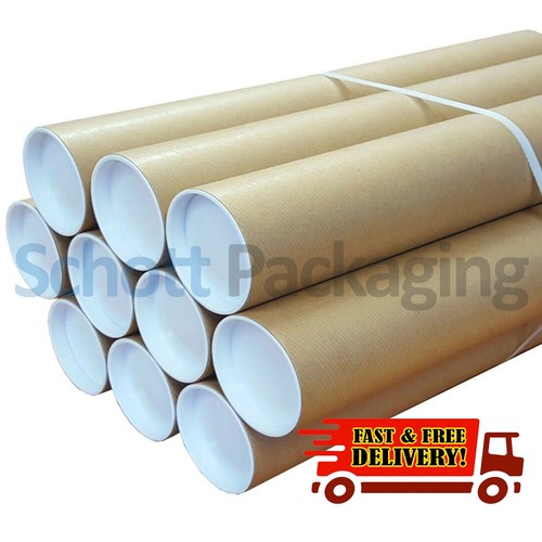 STRONG CARDBOARD POSTAL TUBES A0 A1 A2 A3 A4 IN 50mm & 76mm WITH END ...